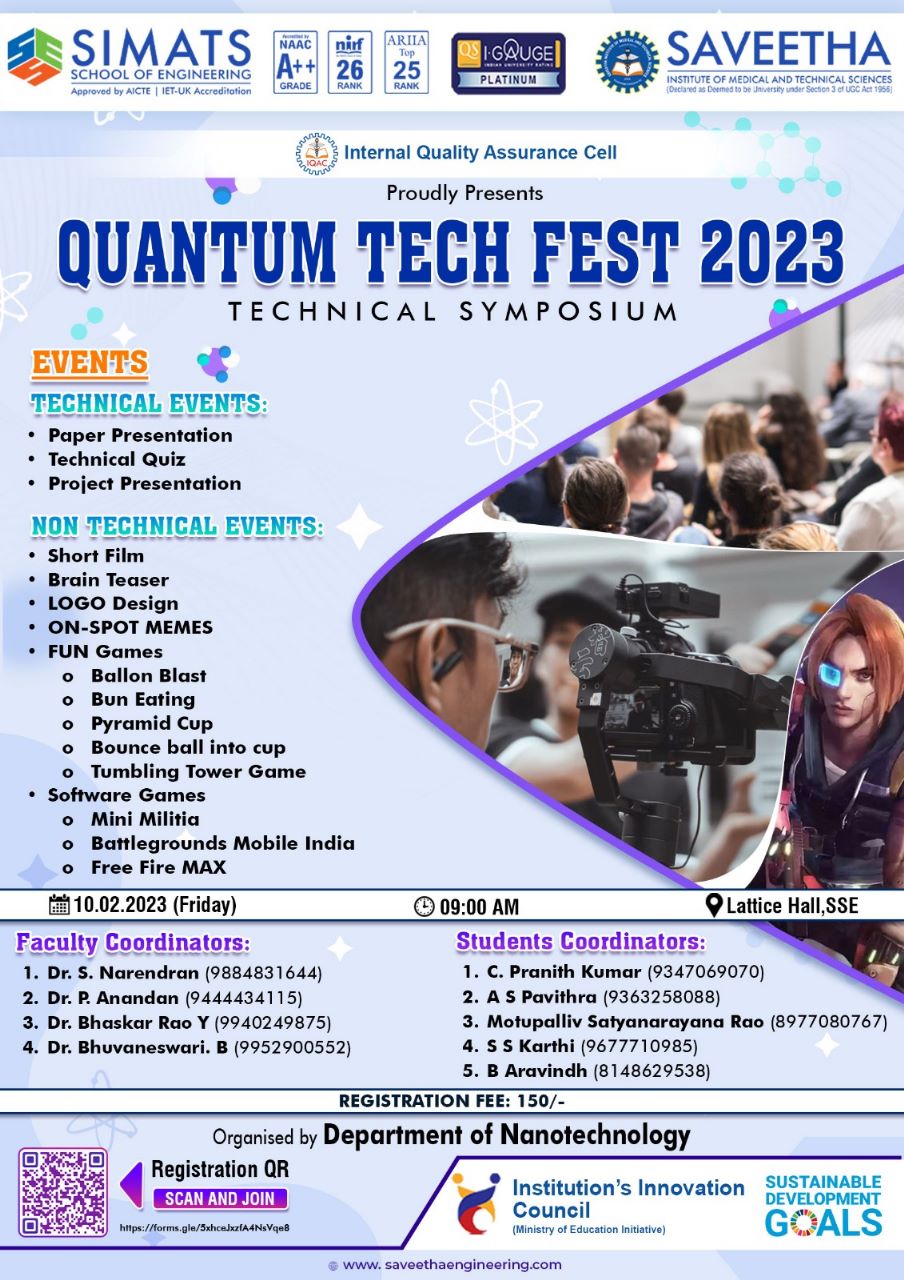 QUANTUM TECH FEST 2023, Saveetha School of Engineering, Technical ...
