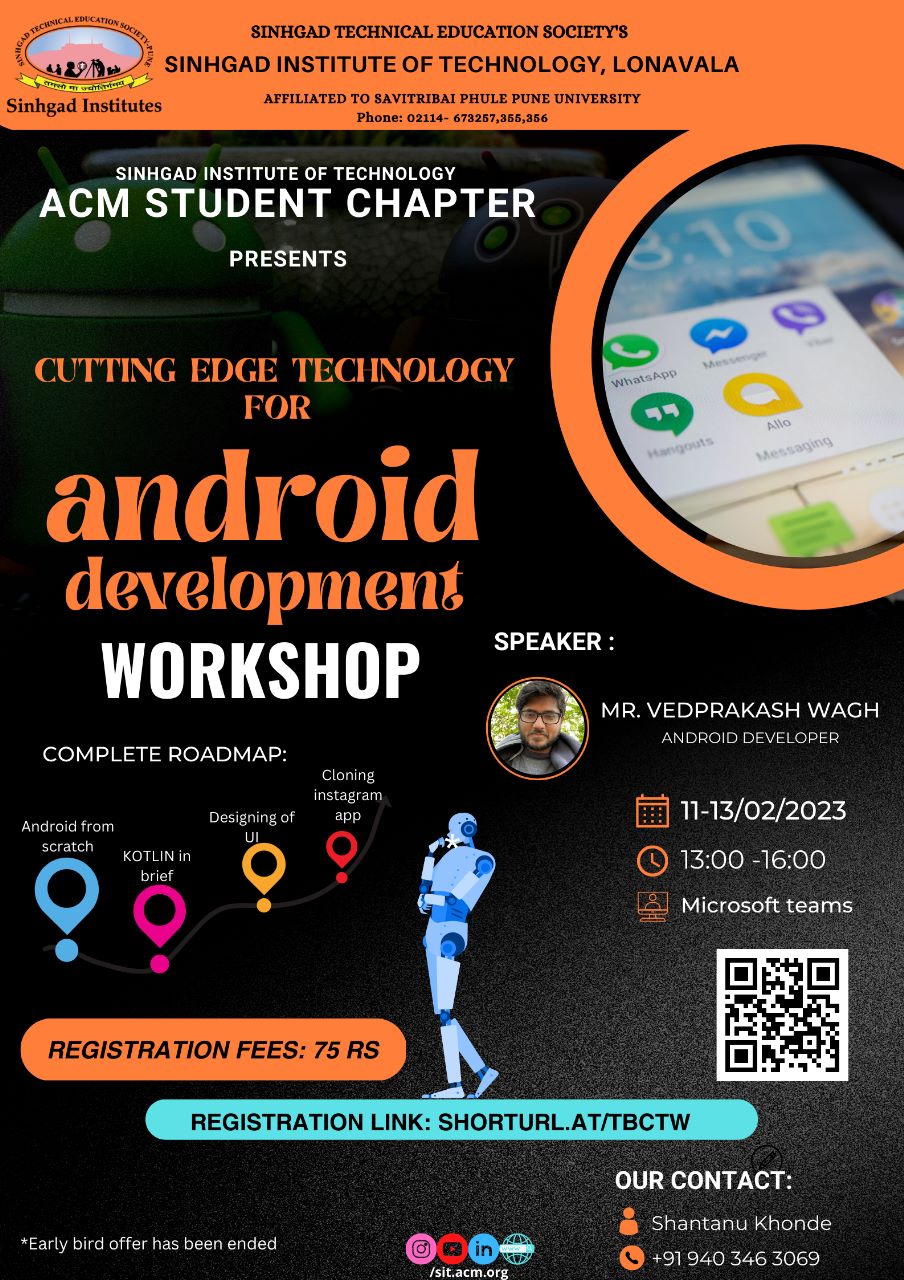 Android Development Workshop 2023, Sinhgad Institute Of Technology ...