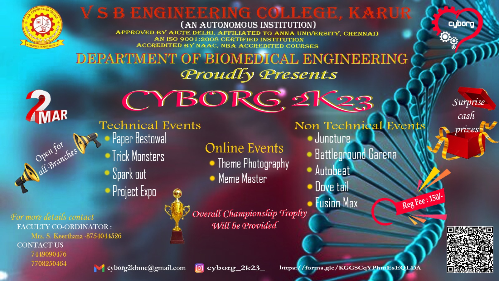 CYBORG 2K23, VSB Engineering College, Biomedical Engineering Symposium ...