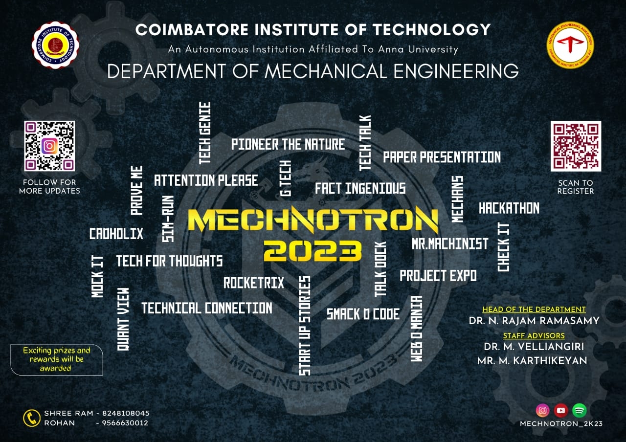 MECHNOTRON, Coimbatore Institute of Technology, Technical Symposium ...