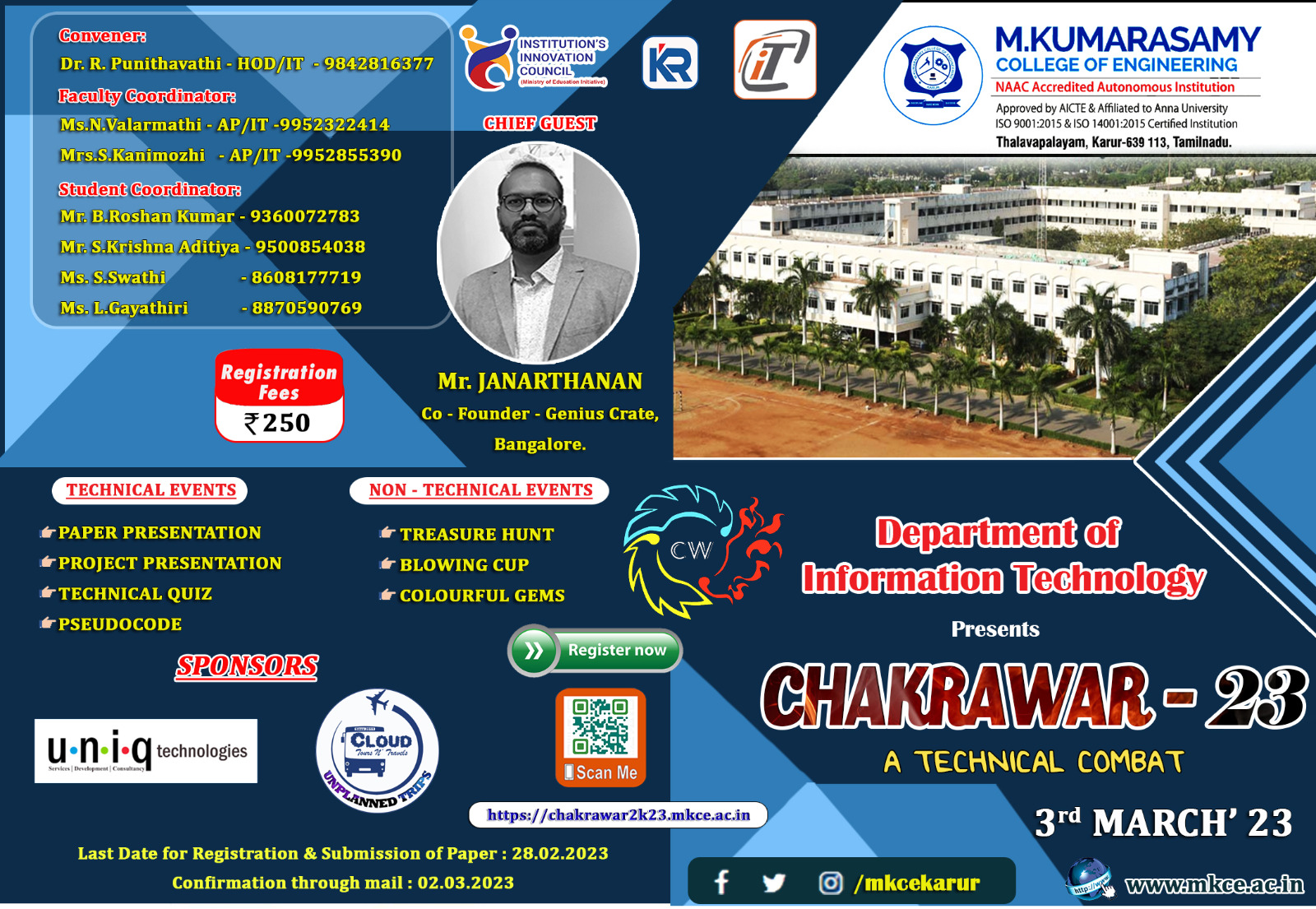 CHAKRAWAR 2023, M Kumarasamy College of Engineering (Autonomous ...