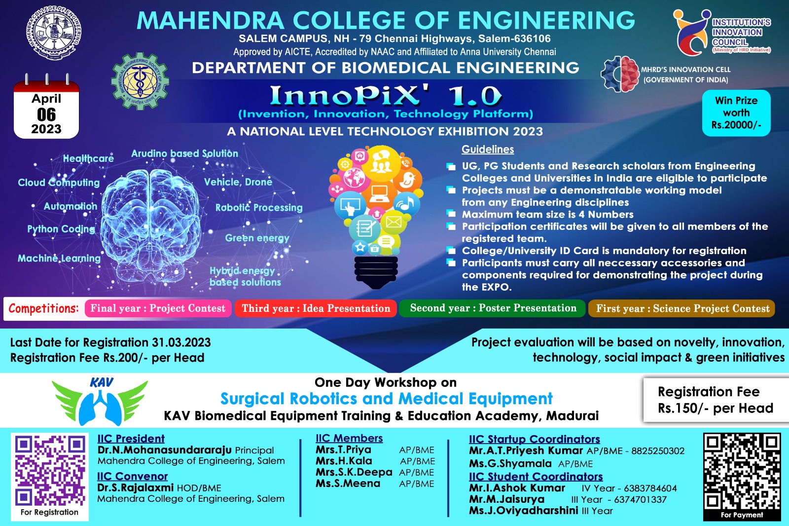 InnoPix 1.O 2023, Mahendra College of Engineering, National Level ...