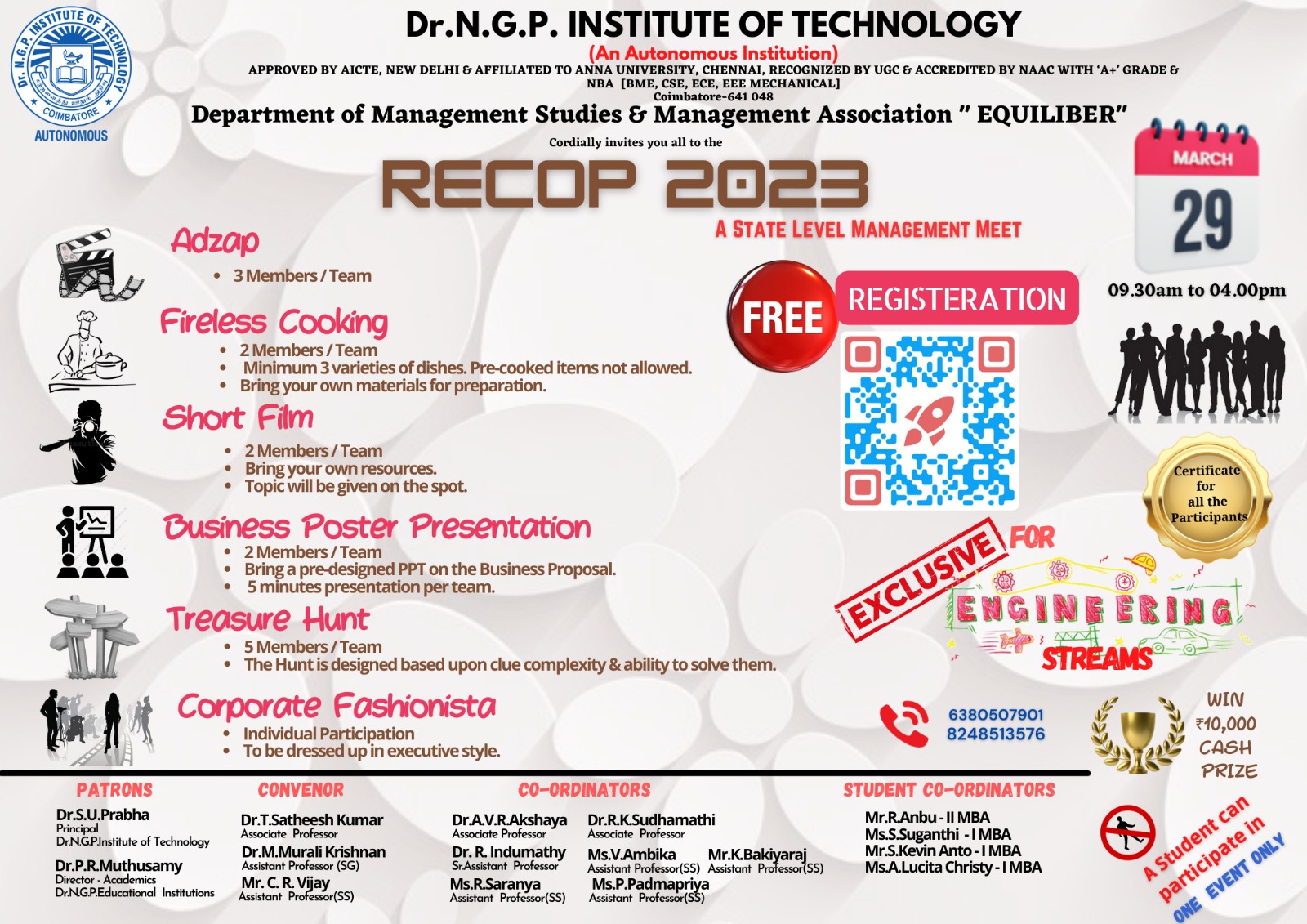 RECOP 2023, Dr NGP Institute of Technology, State Level Management Meet ...
