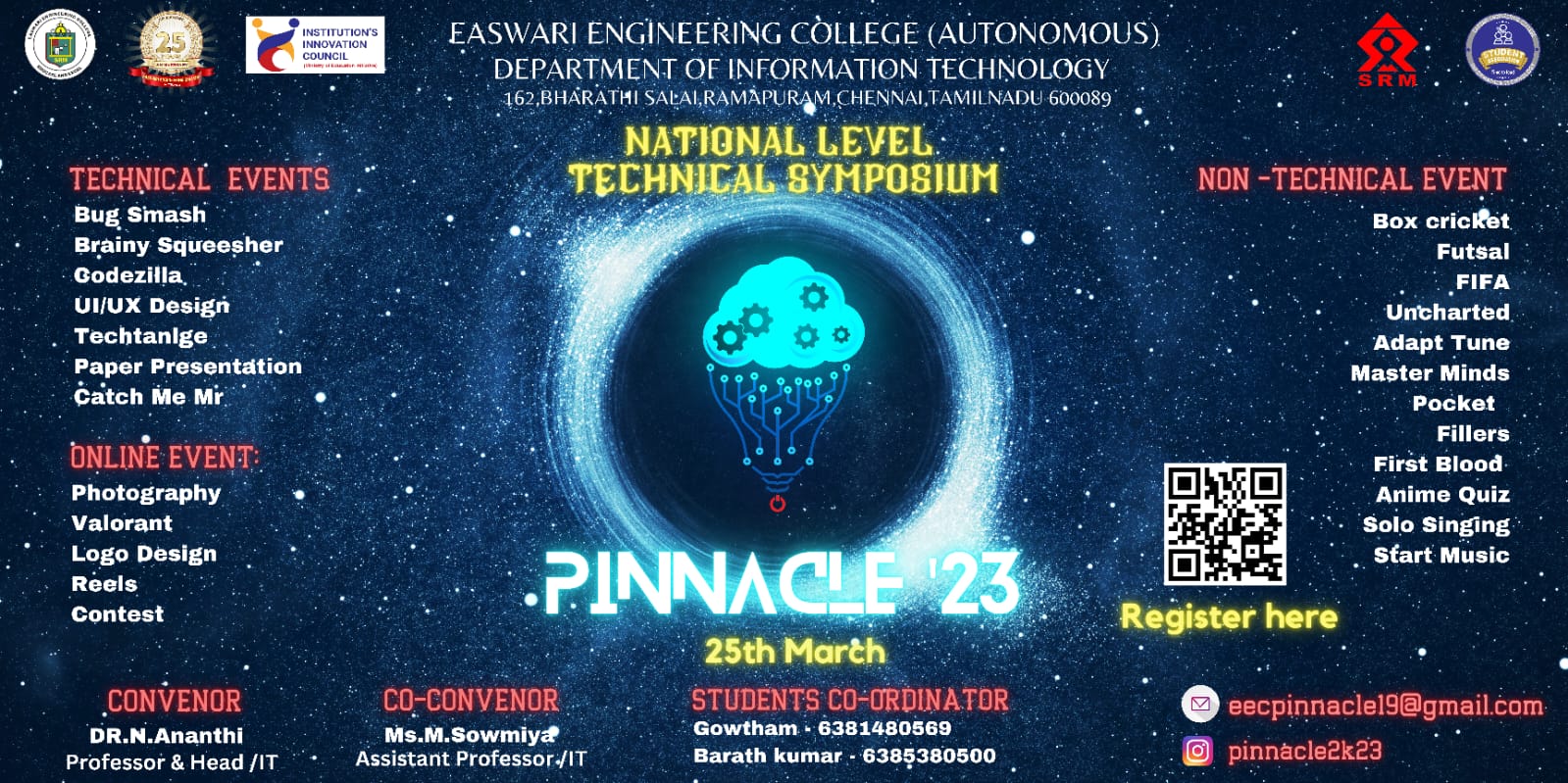 PINNACLE 23, SRM Easwari Engineering College, Technical Symposium, Chennai