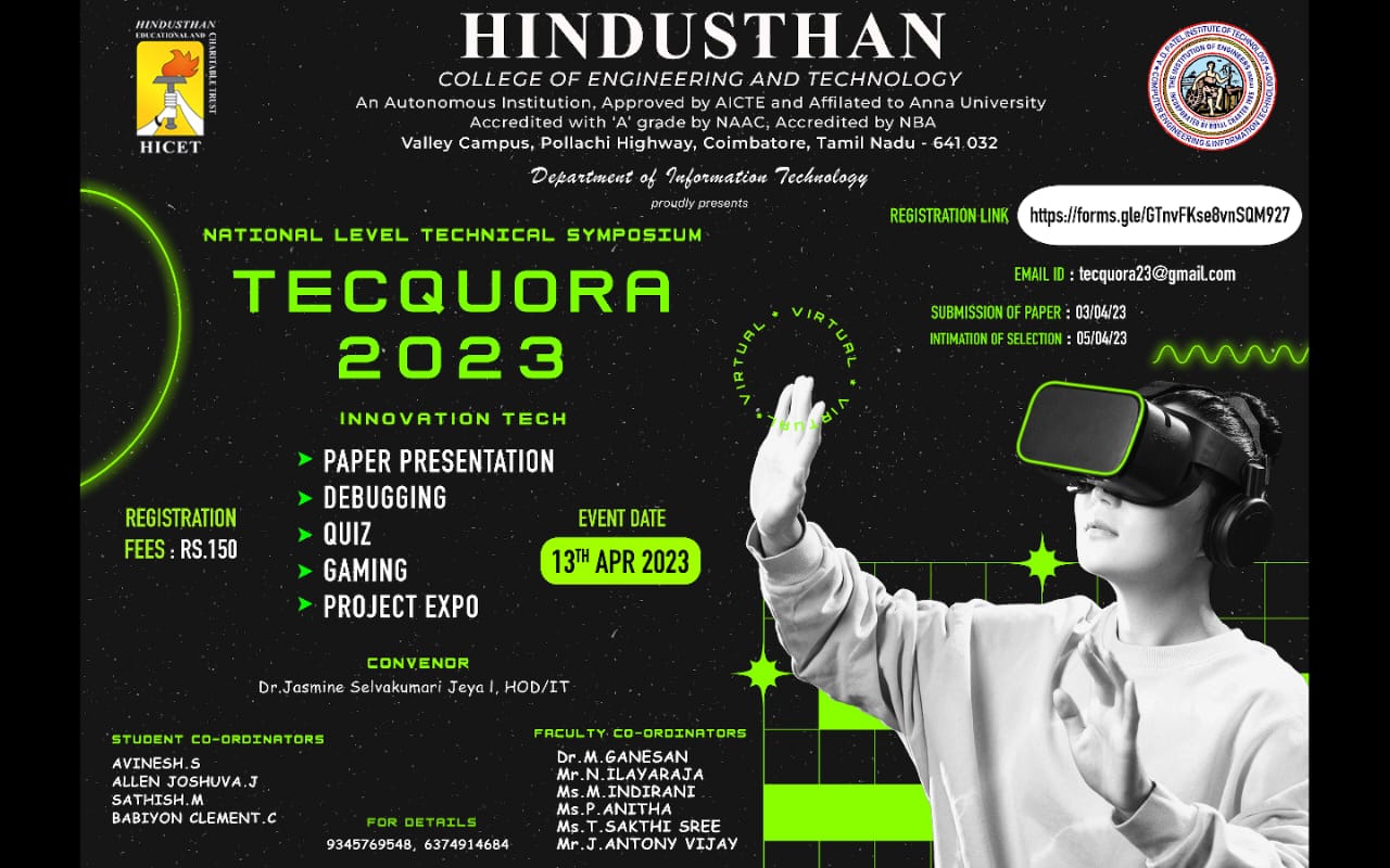 TECQUORA 2023, Hindusthan College of Engineering and Technology ...