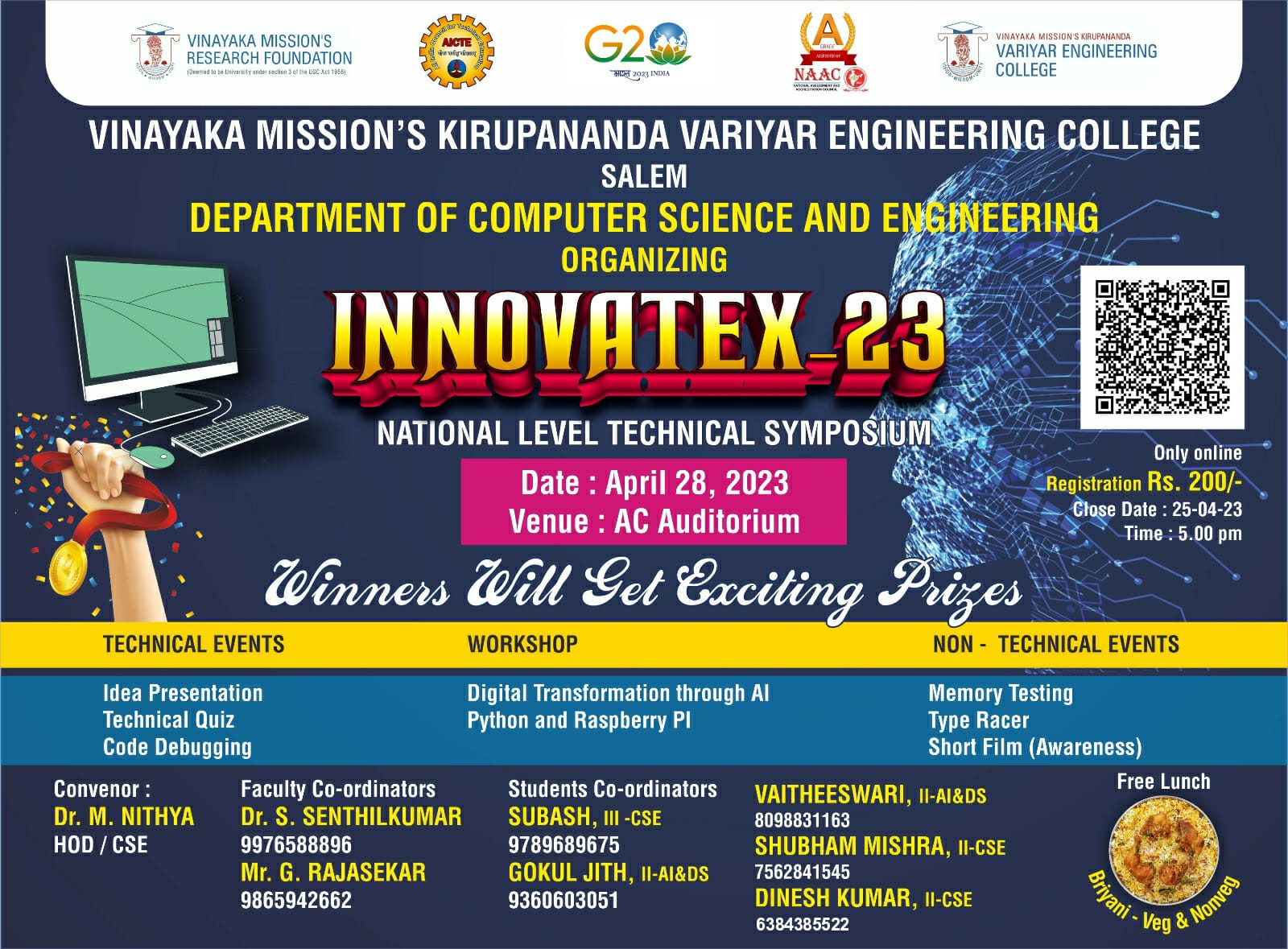 INNOVATEX 23, Vinayaka Missions Kirupananda Variyar Engineering College ...