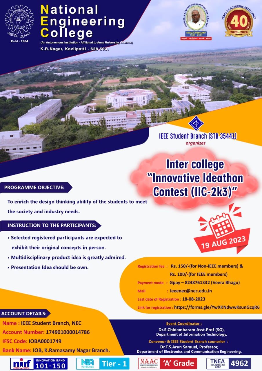 Inter College Innovation Ideathon Contest (IIC- 2K23), National ...