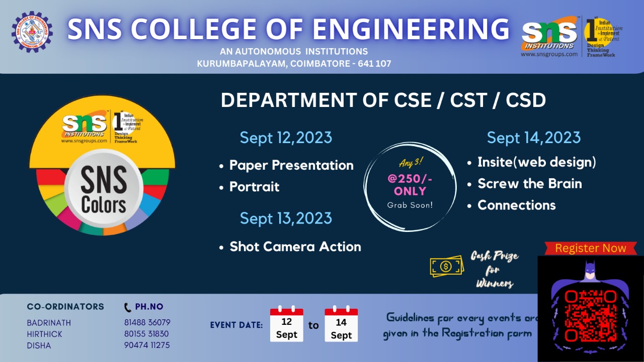 SNS COLORS 2K23, SNS College of Engineering, Technical Symposium ...
