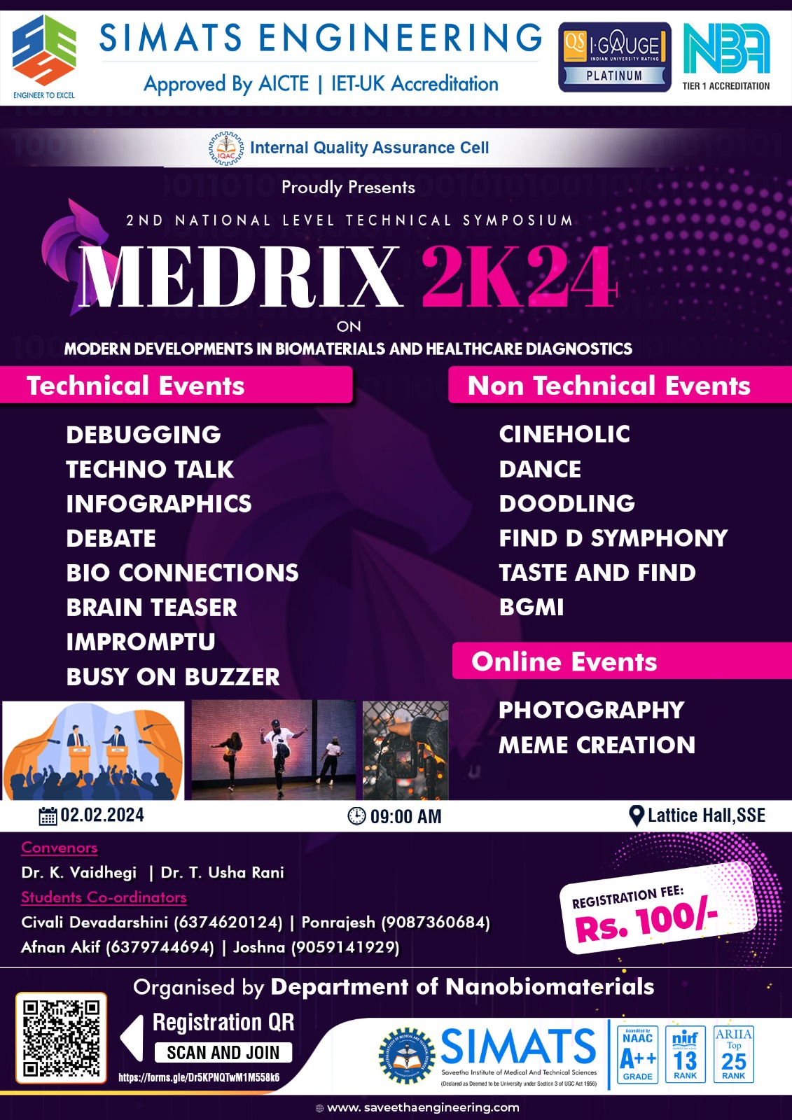 MEDRIX 2K24, Saveetha Institute of Medical and Technical Sciences ...