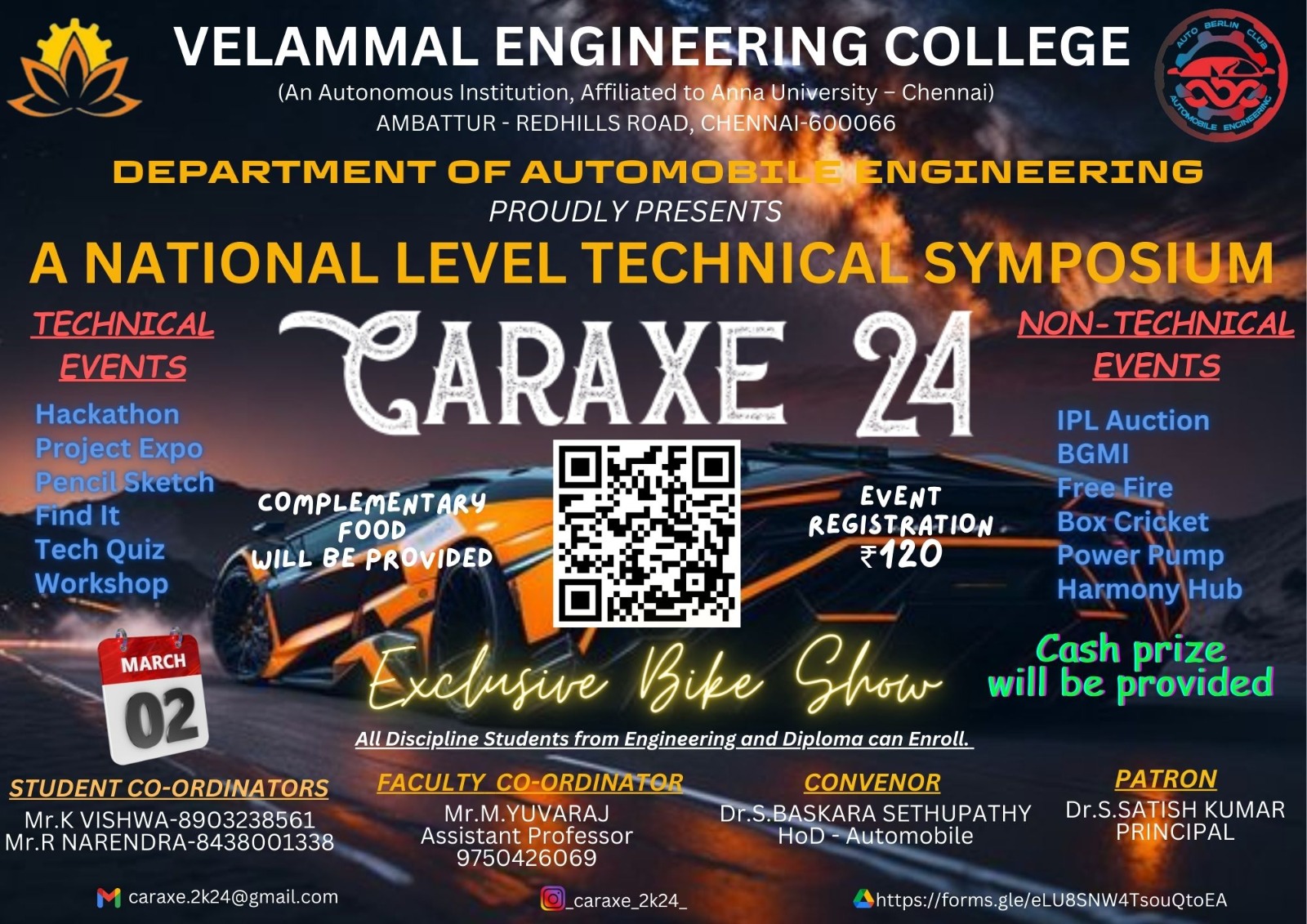 CARAXE-24, Velammal Engineering College, Technical Symposium, Chennai