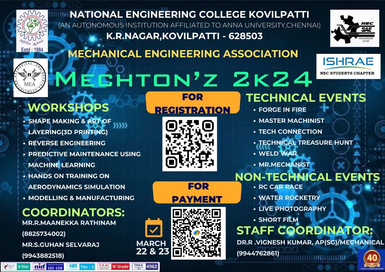 NEC TECH FEST 2K24, National Engineering College Kovilpatti, Technical ...