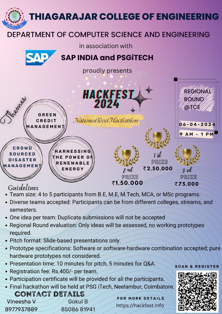 Hackfest 2024, Thiagarajar College of Engineering, Hackathon, Madurai