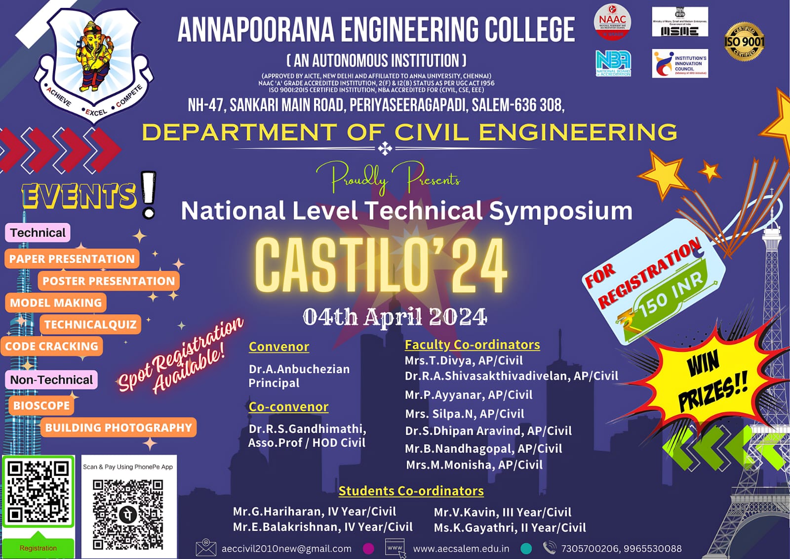 CASTILO 2024, Annapoorana Engineering College, Technical Symposium, Salem