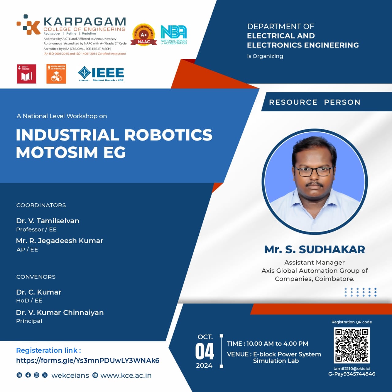 Hands on Training on INDUSTRIAL ROBOTICS - MOTOSIM EG 2024, Karpagam ...