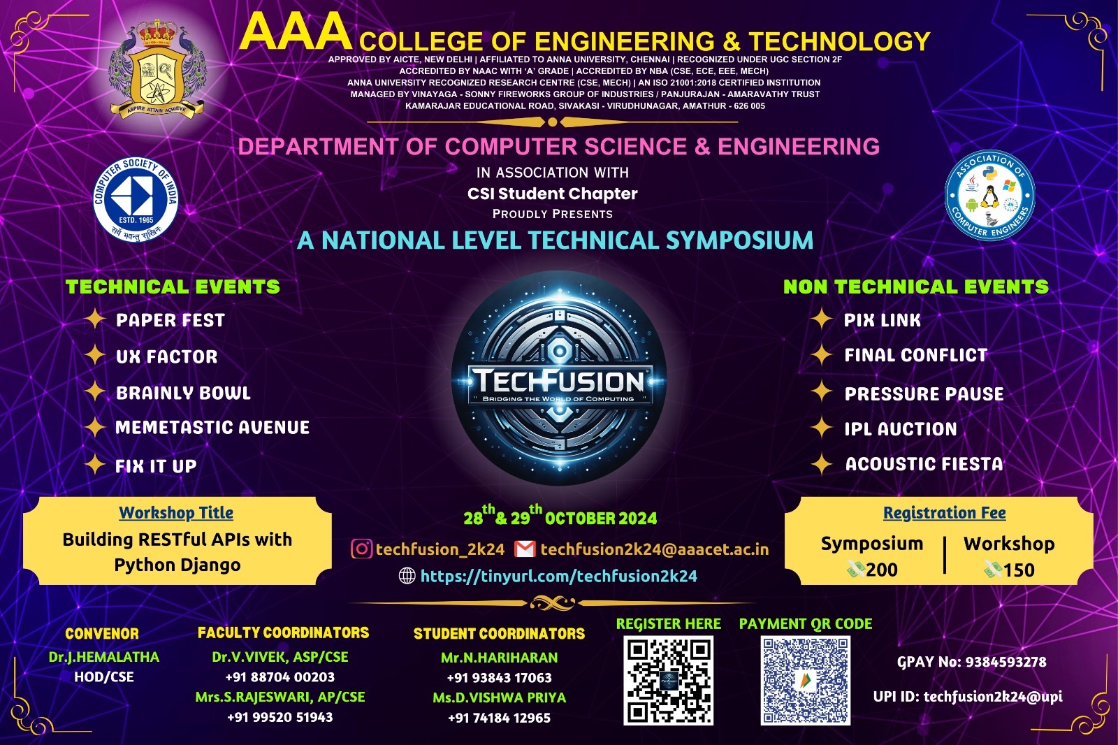 TECHFUSION 2K24, AAA College of Engineering and Technology, Technical ...