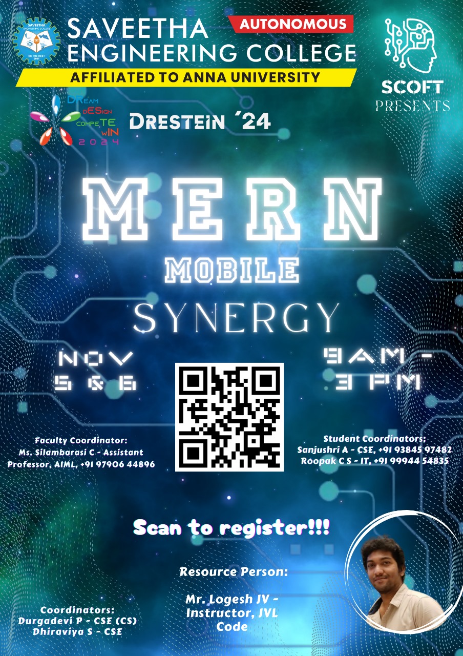 MERN Mobile Synergy 2024, Saveetha Engineering College, Workshop, Chennai
