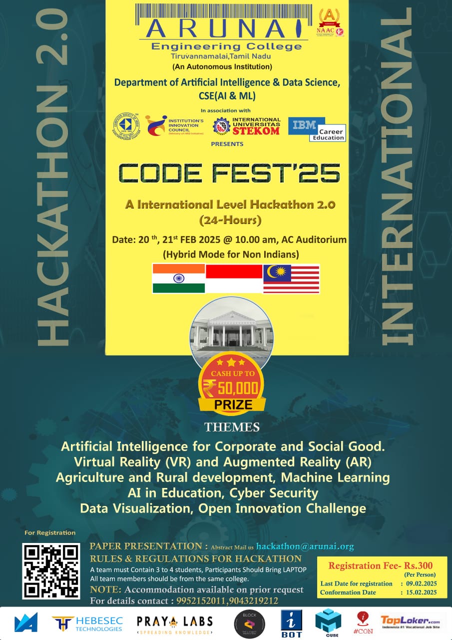 Code Fest 2025, Arunai Engineering College, International Level ...