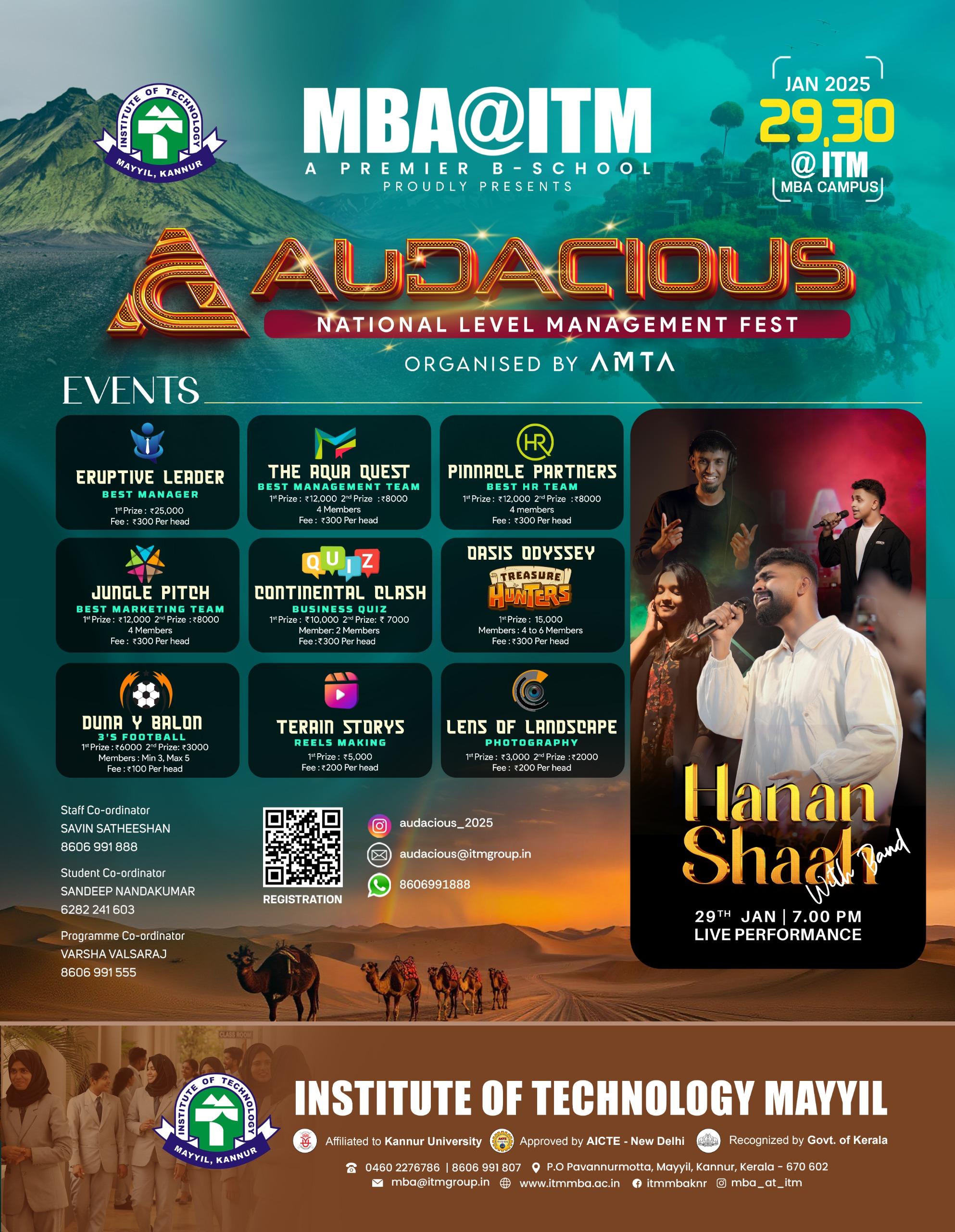 AUDACIOUS 2024, Institute of Technology Mayyil (ITM), Management Fest ...