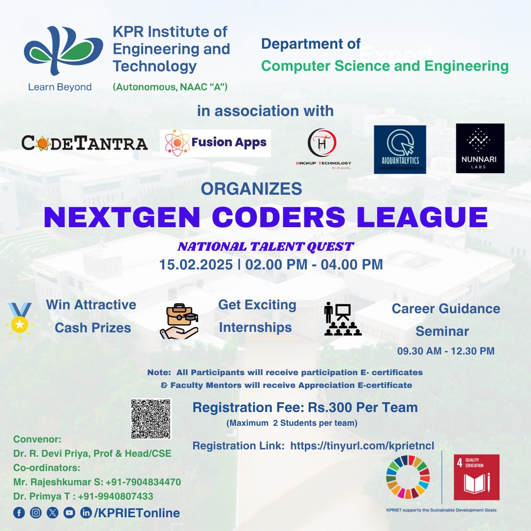 KPRIET NEXTGEN CODERS LEAGUE 2025, KPR Institute of Engineering and ...