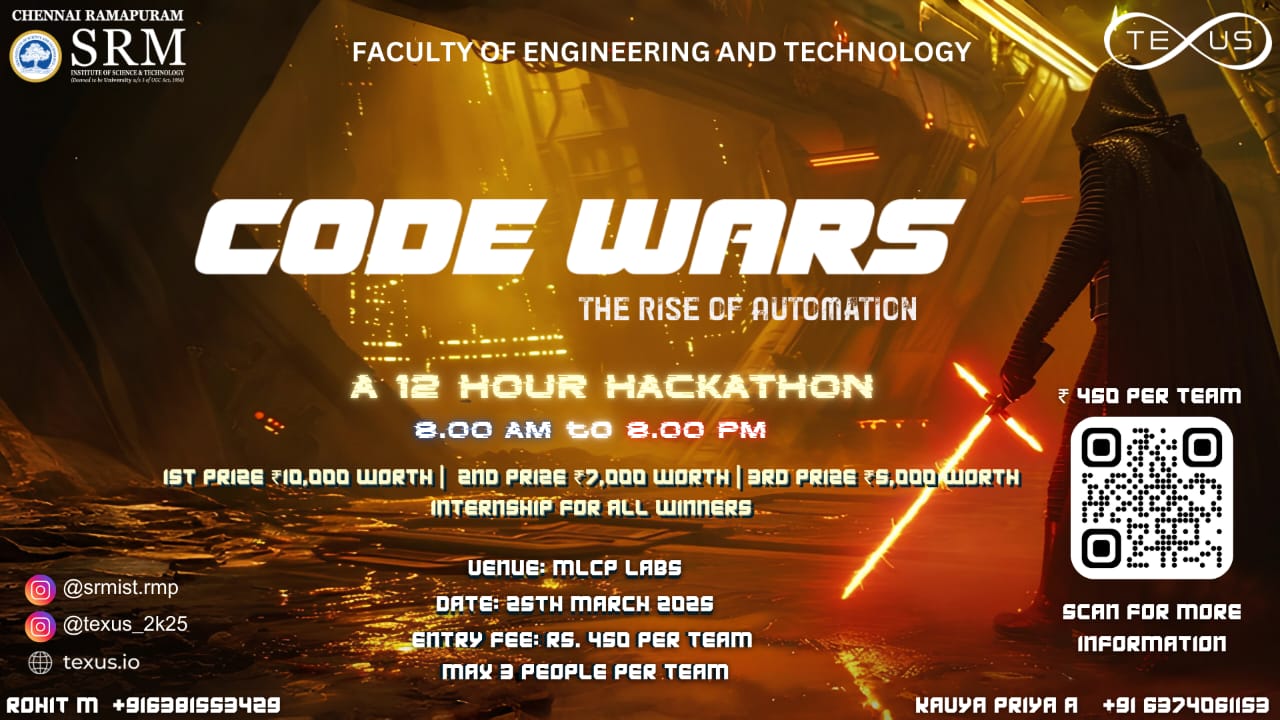 Code Wars 25 - The Rise of Automation 12 Hour Hackathon, SRM Institute ...
