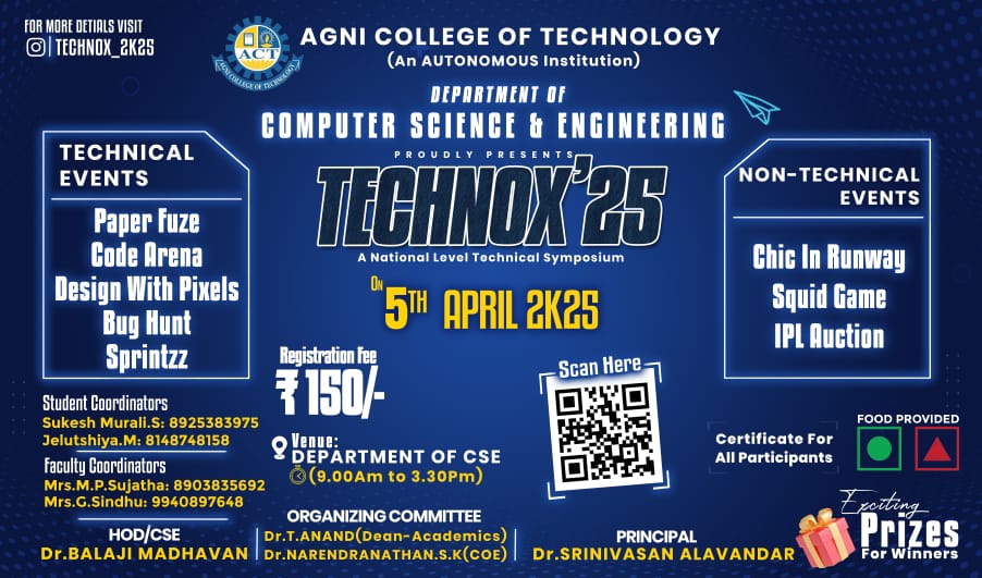 Technox'25, Agni College of Technology, Technical Symposium, Chennai