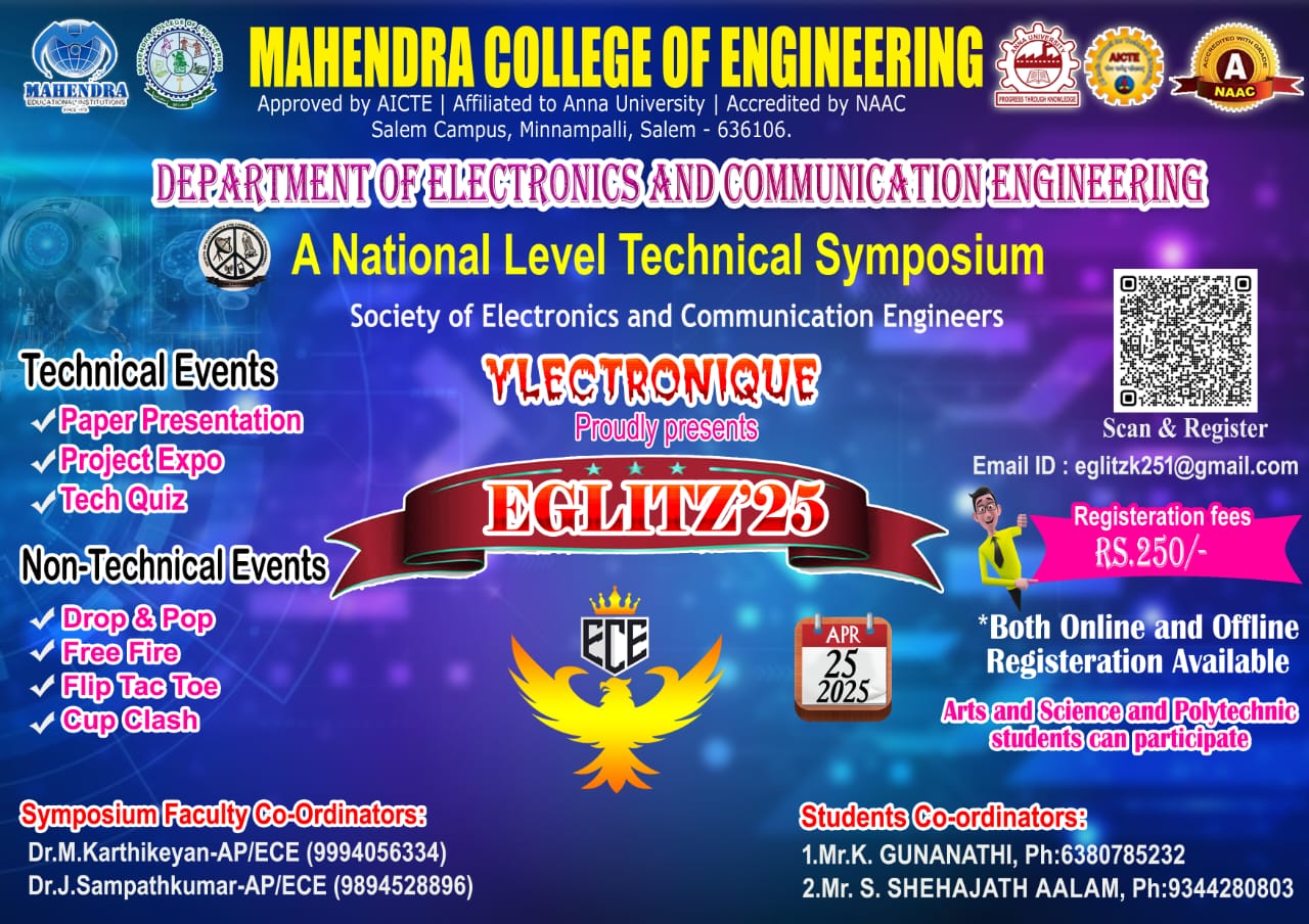 EGLITZ'25, Mahendra College of Engineering, National Level Technical ...