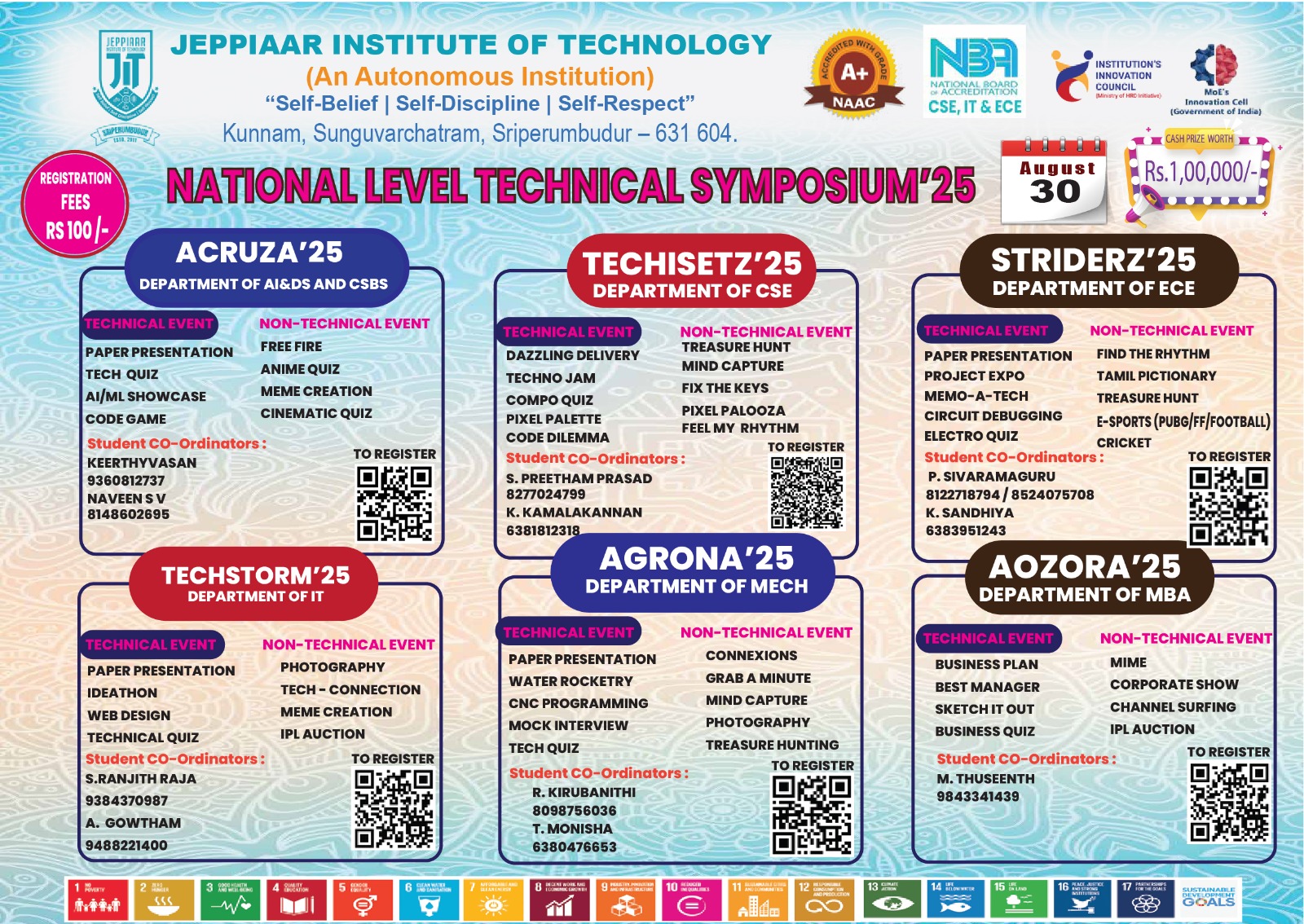 JIT SYMPOSIUM 2K25, Jeppiaar Institute of Technology, National Level ...