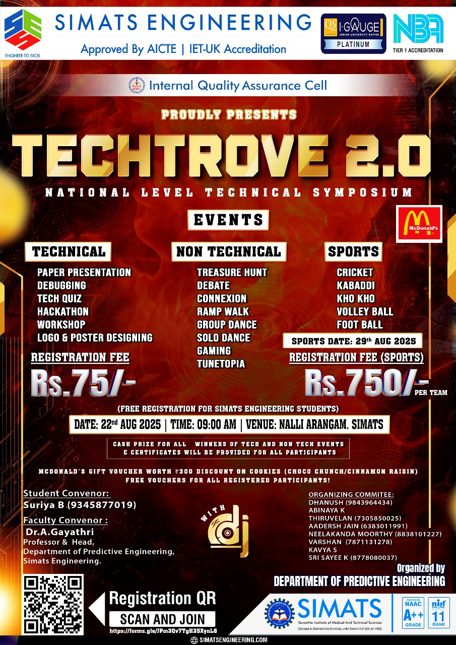TechTrove 2025, Saveetha Institute of Medical and Technical Sciences ...