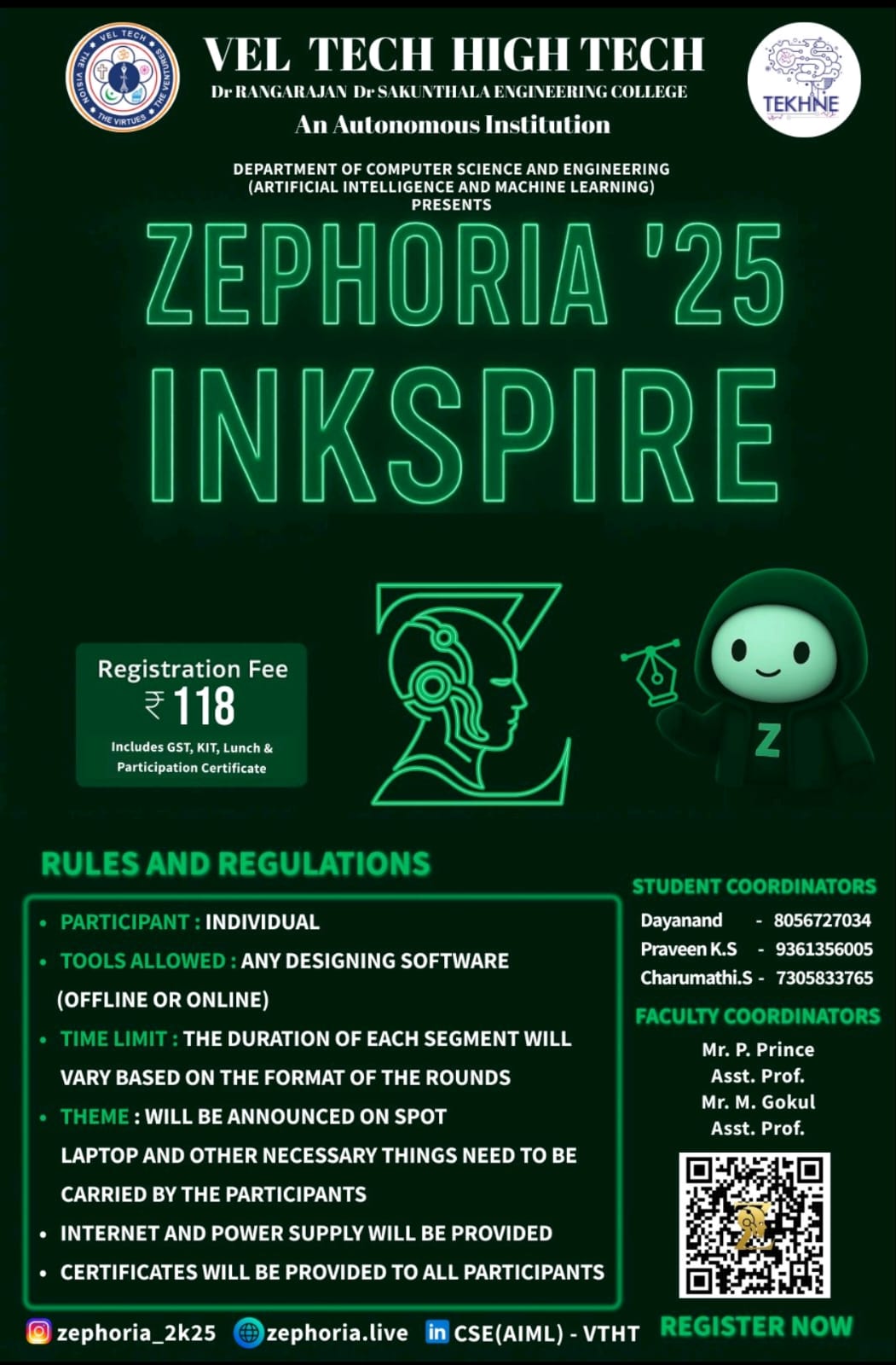 Zephoria 2k25 - Inkspire, VelTech HighTech DR Rangarajan DR Sakunthala ...