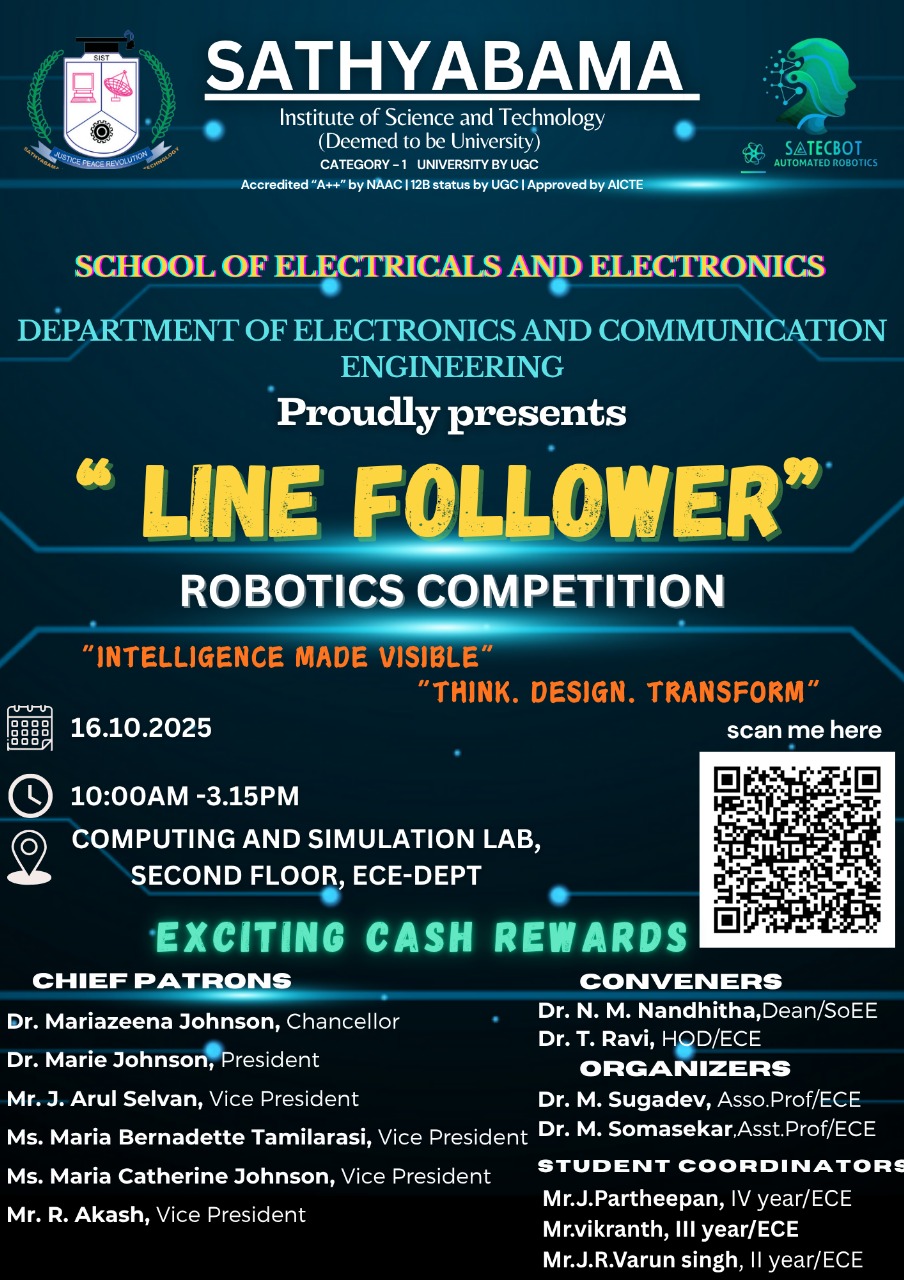 Line Follower Competition 2025, Sathyabama Institute of Science and ...