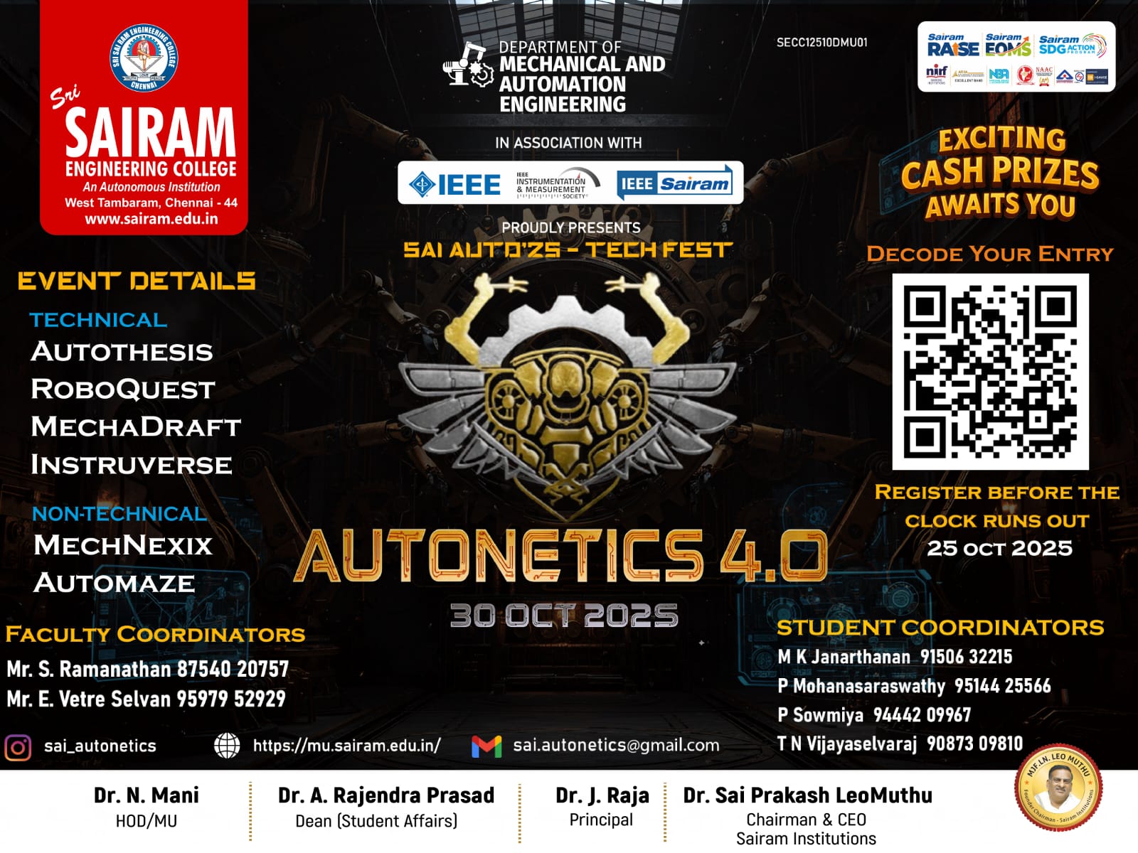 Autonetics 4.0, Sri Sairam Engineering College, Technical Symposium ...