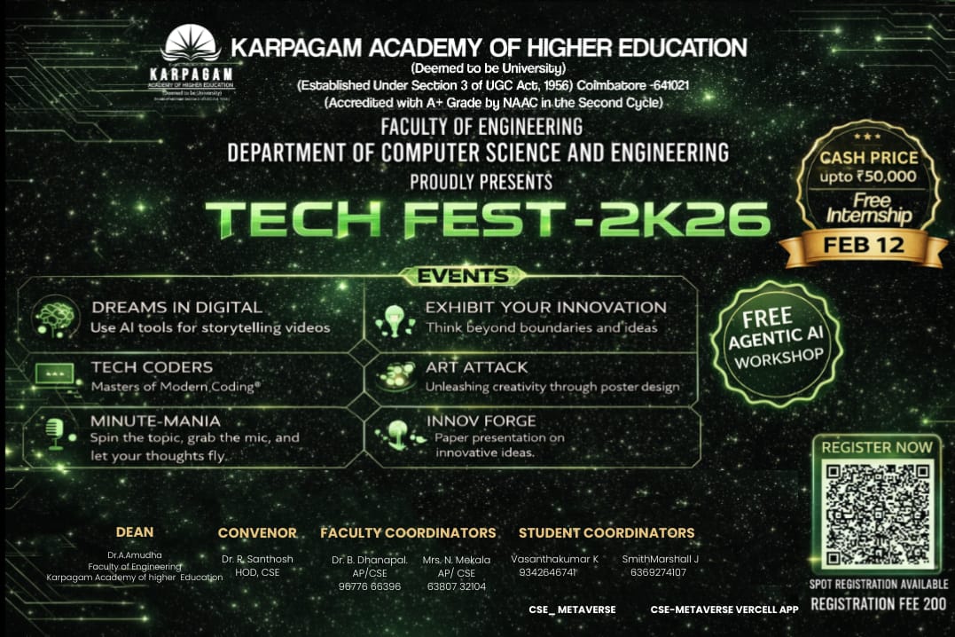 Tech Fest -2k26, Karpagam Academy of Higher Education, National Level ...