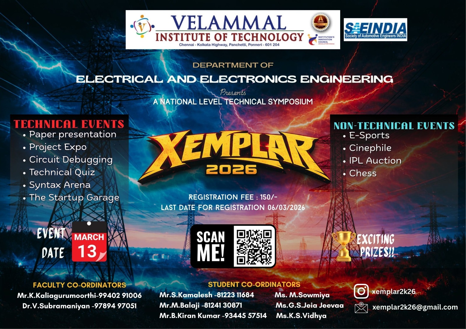 Xemplar 2026, Velammal Institute of Technology, EEE Symposium, Chennai