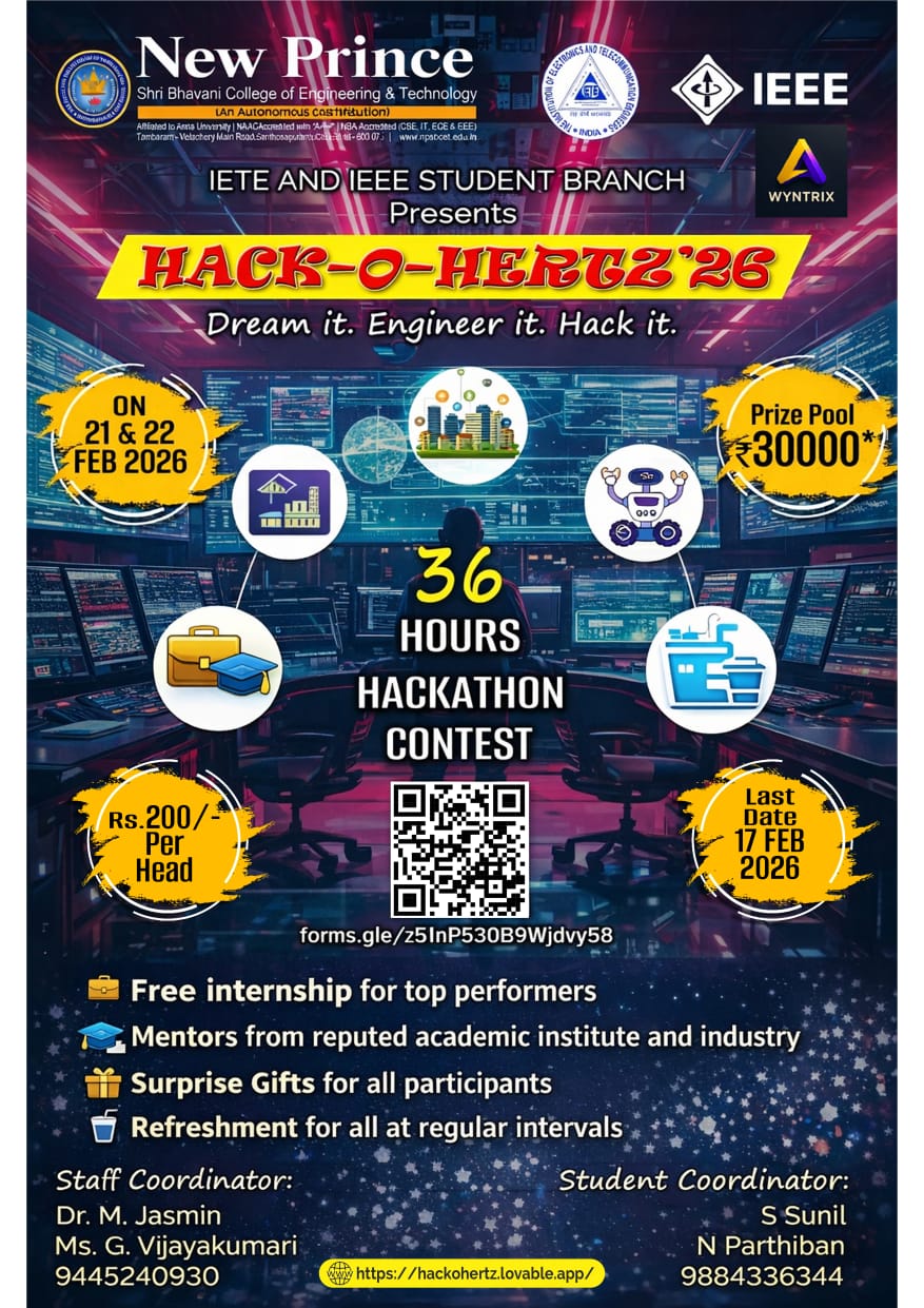 HACK-O-HERTZ ’26, New Prince Shri Bhavani College of Engineering and ...
