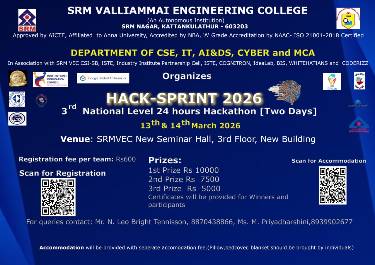 Hack-Sprint 2026, SRM Valliammai Engineering College, Hackathon ...
