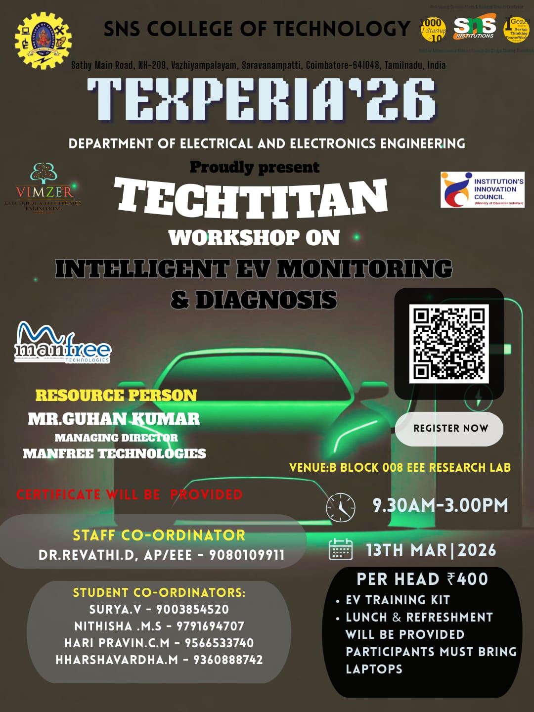 Intelligent EV Monitoring and Diagnosis 2026, SNS College of Technology ...