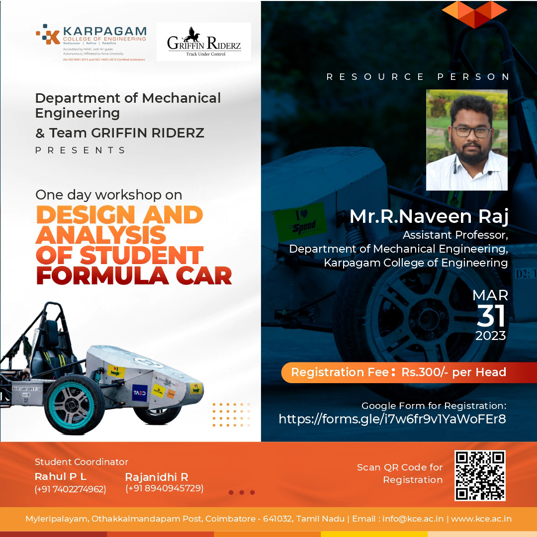 Design and Analysis of Student Formula Car 2023, Karpagam College of ...