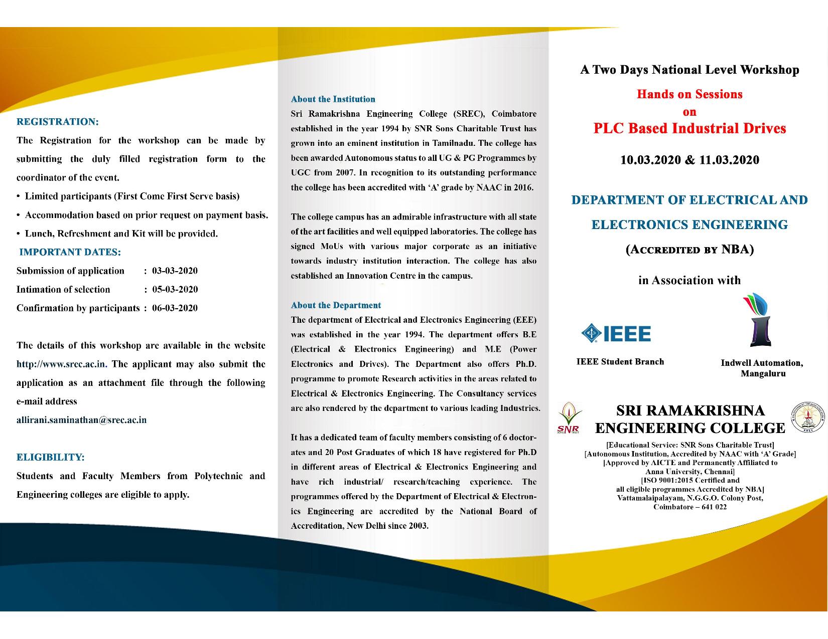 National Level Technical Workshop Hands on Sessions on PLC Based ...