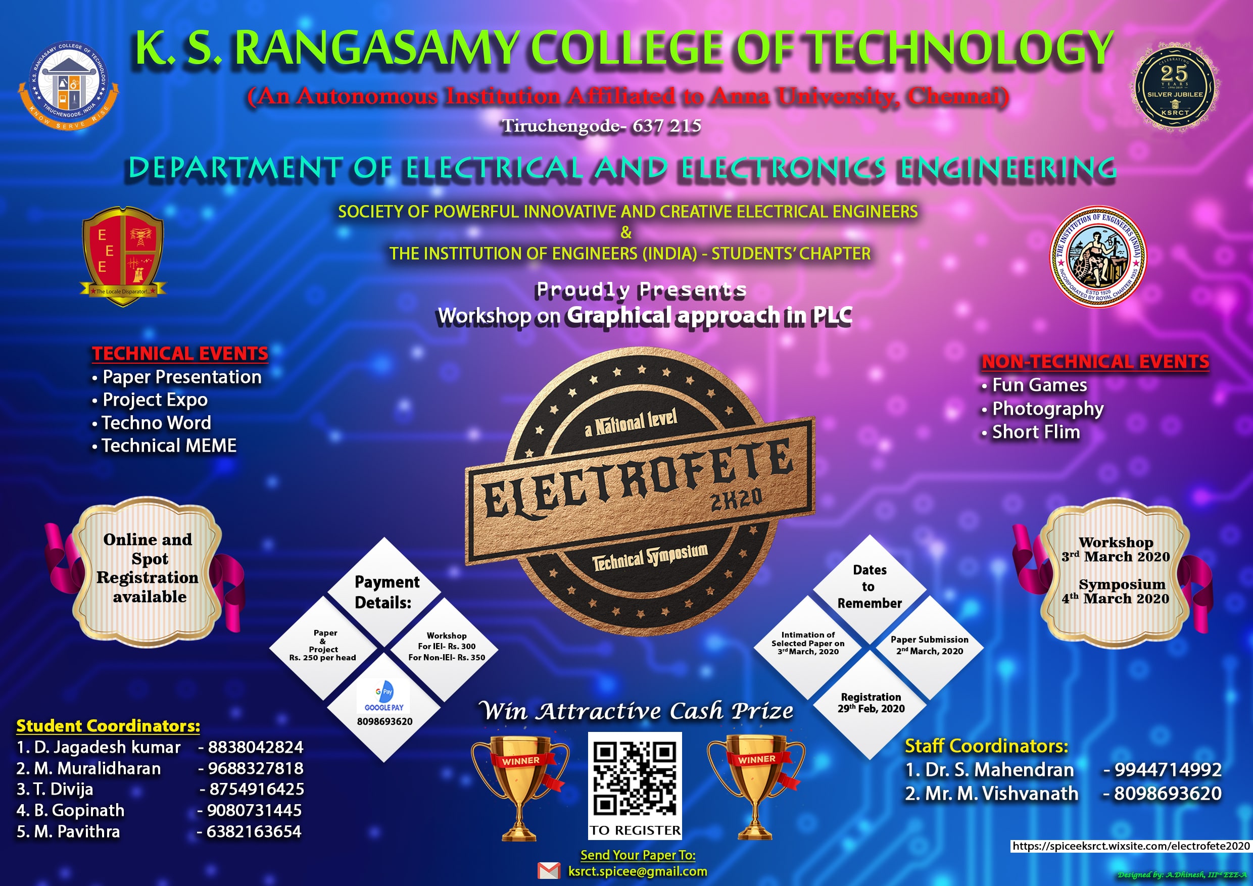Electrofete 2020, KS Rangasamy College of Technology, EEE Symposium ...