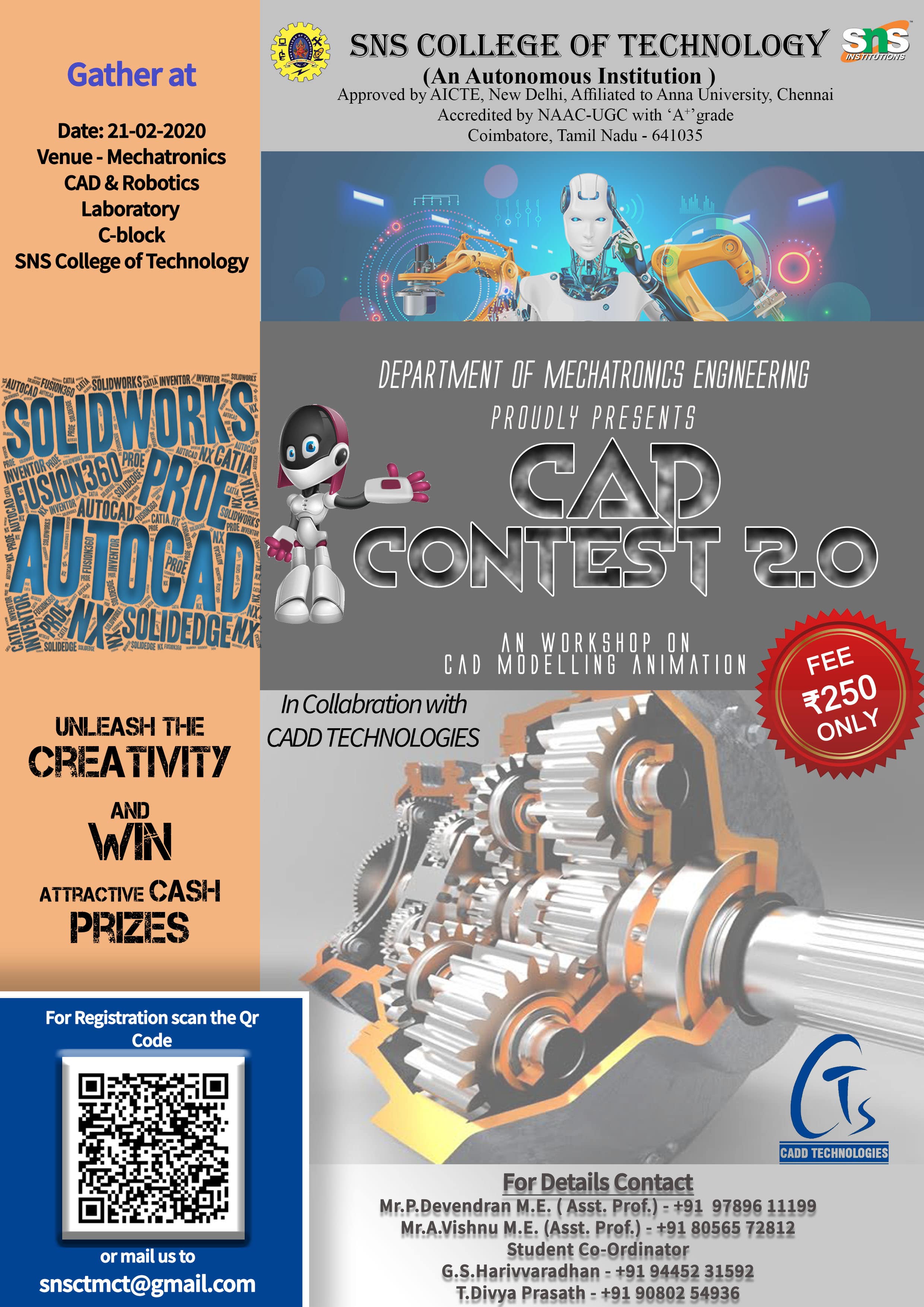 CAD CONTEST 2.0, SNS College of Technology, Workshop and Design Contest ...