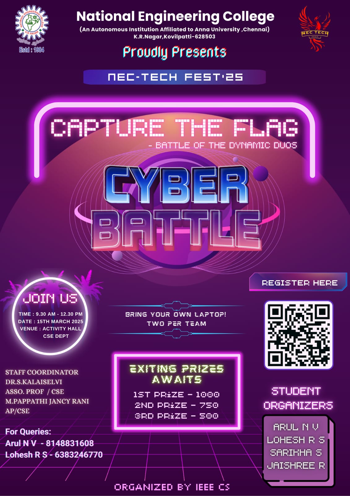 NEC TECHFEST 2k25 - Capture The Flag, National Engineering College ...