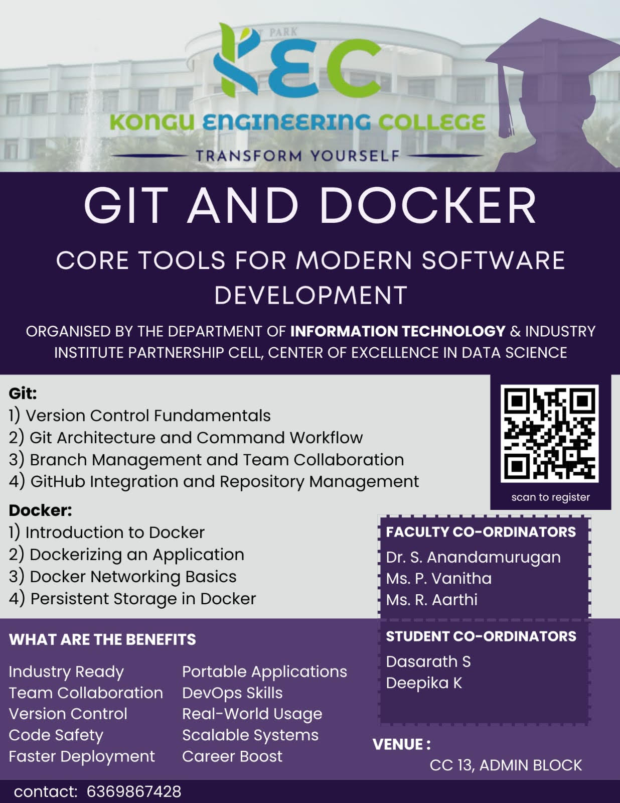 Git and Docker 2026, Kongu Engineering College, Workshop, Erode
