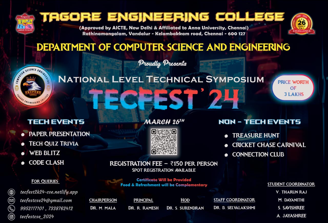 TECFEST'24, Tagore Engineering College, Technical Symposium, Chennai