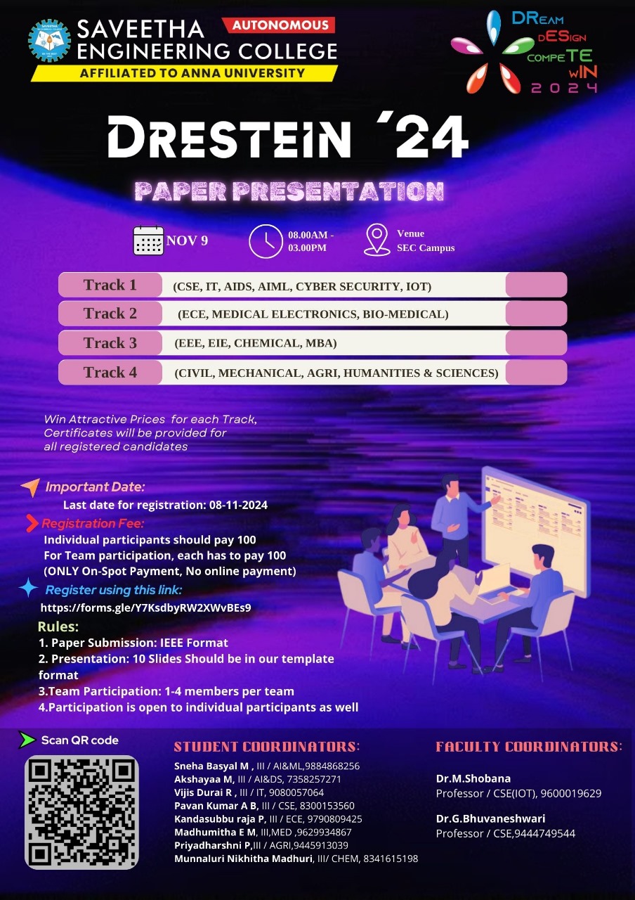 DRESTIN 24, Saveetha Engineering College, Technical and Management Fest ...