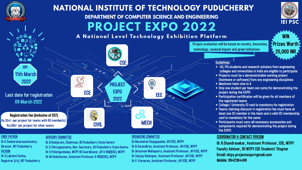 NITPY PROJECT EXPO 2022, NIT Puducherry, Project Exhibition, Karaikal