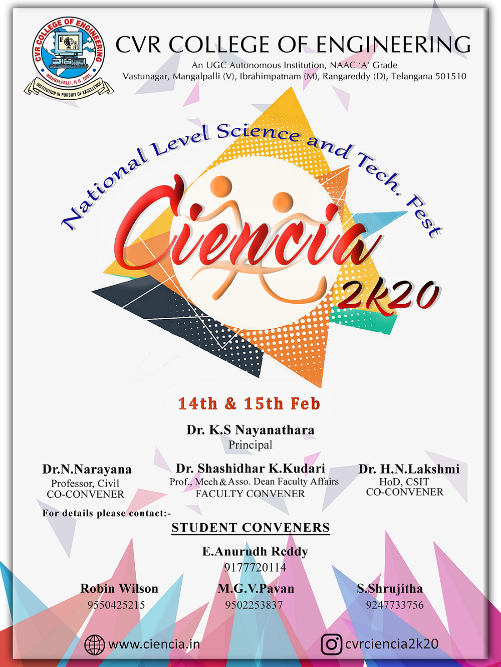 CIENCIA 2K20, CVR College of Engineering, National Level Technical Fest ...