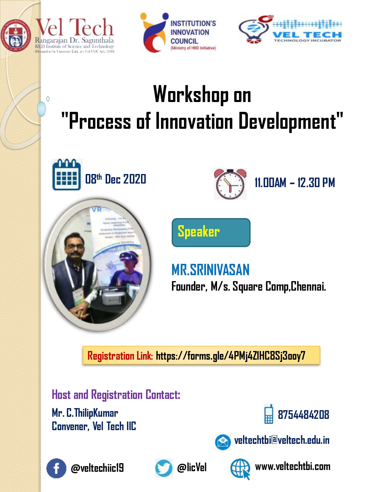 Session on Process of Innovation Development 2020, Vel Tech Rangarajan ...