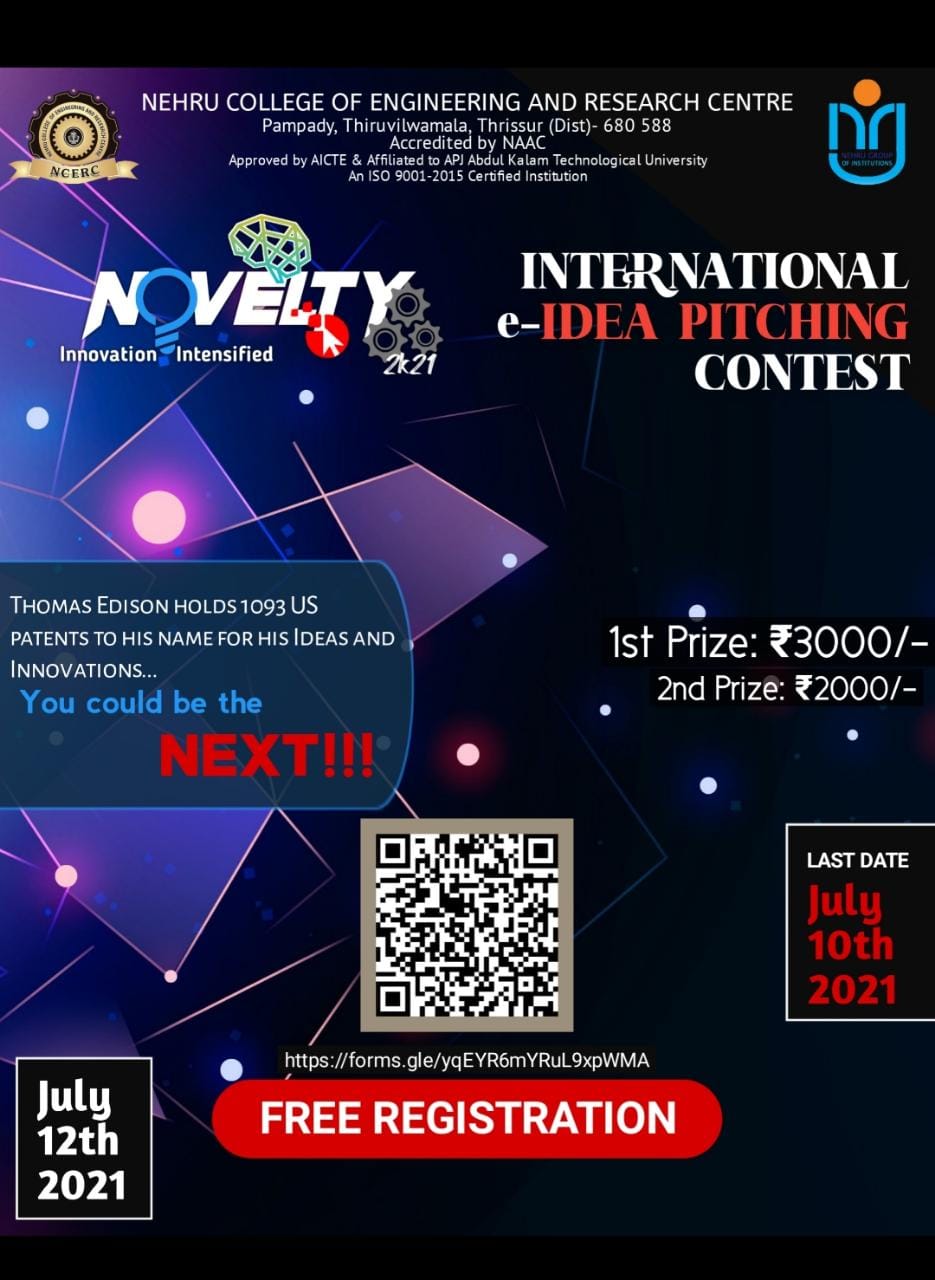 INTERNATIONAL E-IDEA PITCH AND E PROJECT CONTEST 2021, Nehru College of ...