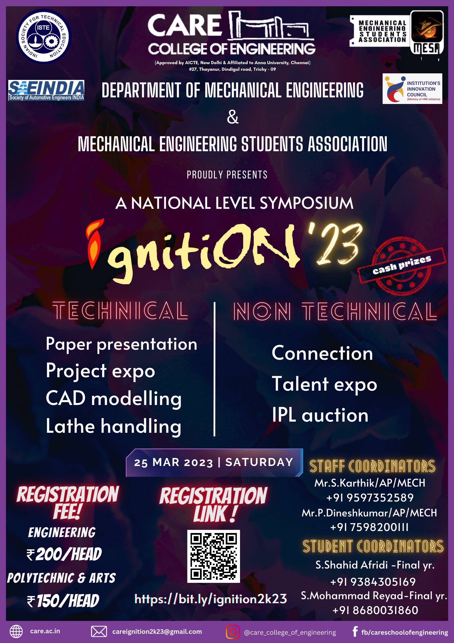 ignitiON'23, CARE College of Engineering, Technical Symposium ...