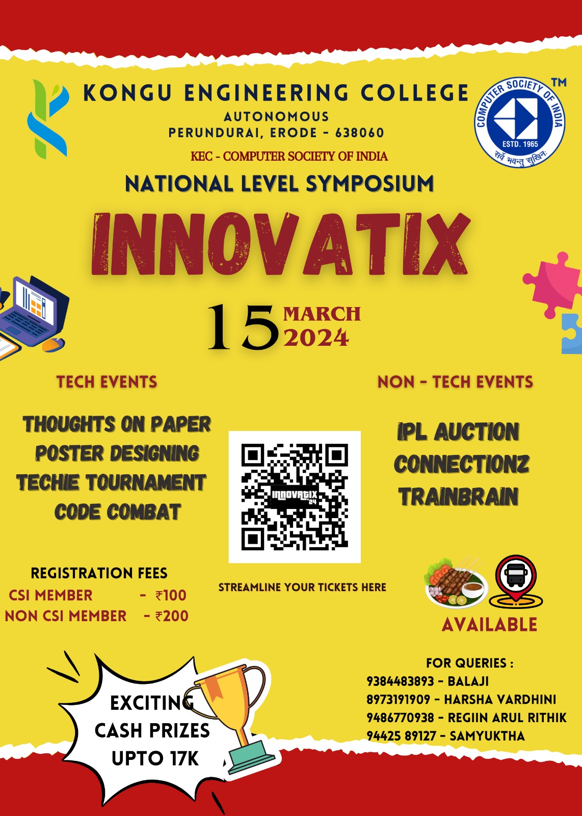 Innovatix'24, Kongu Engineering College, Technical Symposium, Erode